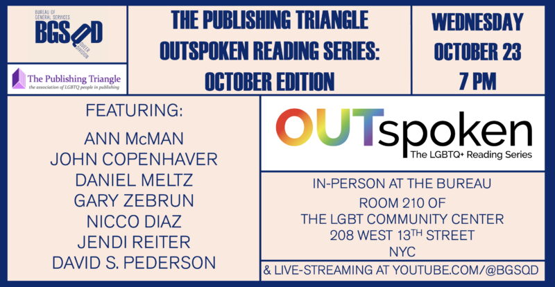 OCTOBER 23 OUTSPOKEN READING SERIES | The Publishing Triangle