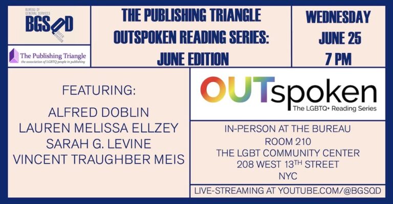 JUNE 25 OUTSPOKEN READING SERIES | The Publishing Triangle